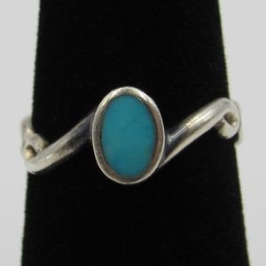 Jewelry | Vintage Size 475 Sterling Dainty Blue Inlay Ring | Poshmark